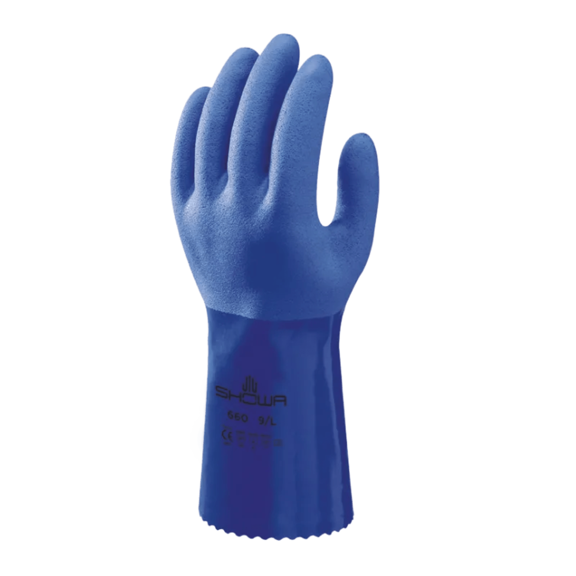 SHOWA 660 PVC Blue Gauntlet Safety Gloves (PACK of 10 PAIRS)